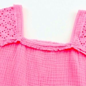 Tops | Last One Salmon Pink Eyelet Ruffle Top S M L | Poshmark